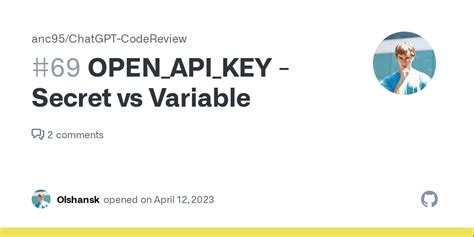 Openapikey Secret Vs Variable · Issue 69 · Anc95chatgpt Codereview · Github