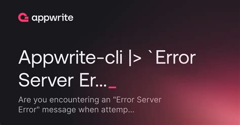 Appwrite Cli `error Server Error` When Trying To Login Threads Appwrite
