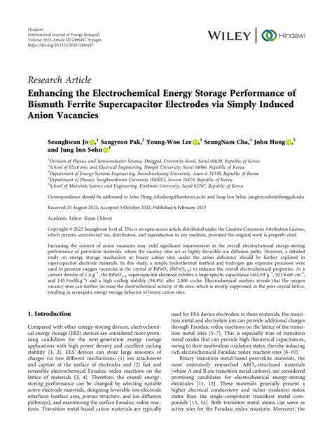Pdf Enhancing The Electrochemical Energy Storage Performance Of Bismuth Ferrite Supercapacitor