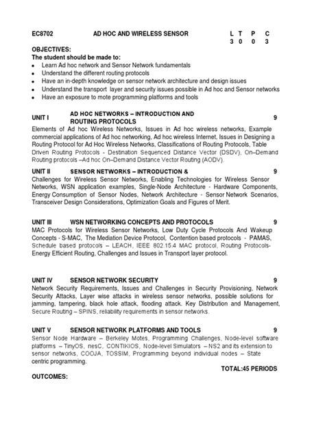 Ec8702 Adhoc Syllabus Download Free Pdf Wireless Ad Hoc Network Wireless Sensor Network