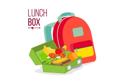 Lunch Box And Bag Vector Healthy School Graphic By Pikepicture