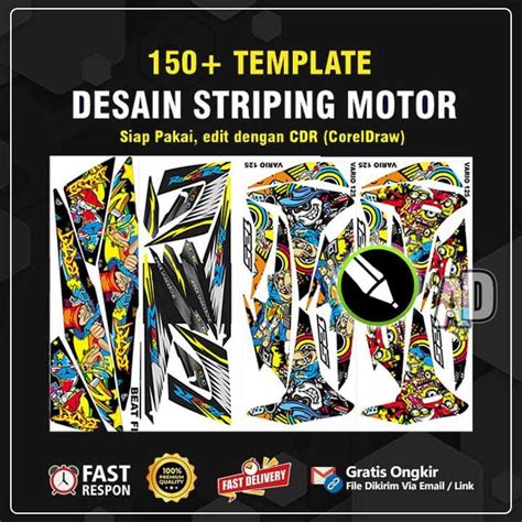 Jual 150 Template Striping Desain Motor Campur Siap Cetak Format