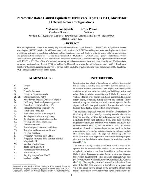 Parametric Rotor Control Equivalent Turbulence Input Rceti Models For