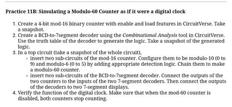 Solved Practice 11B Simulating A Modulo 60 Counter As If It Chegg Com