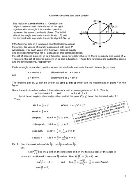 circular functions pdf trigonometric functions sine