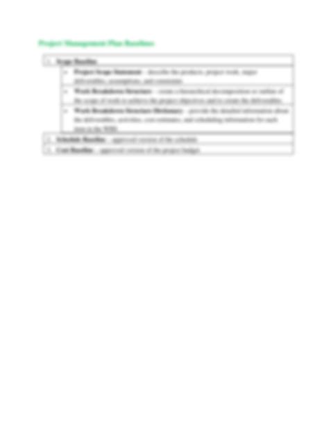 Solution Project Management Plan And Its Subsidiary Plans And Baseline