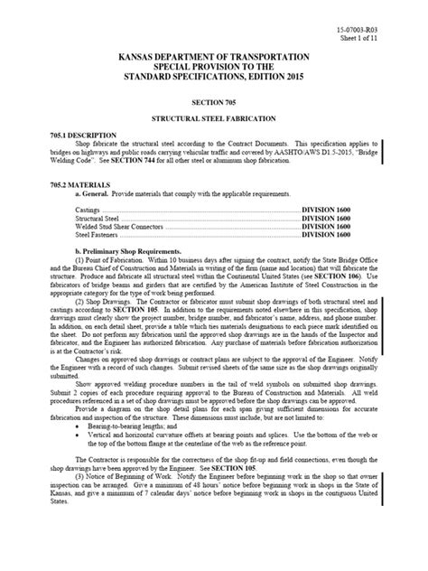 2015 Kdot Special Provision 705 4 Pdf Welding Construction