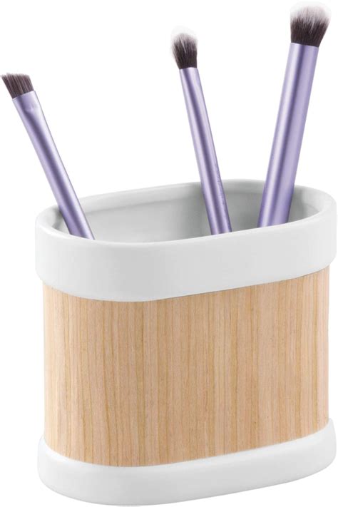 Idesign Realwood Ceramic Toothbrush Holder Stand For Bathroom Vanity
