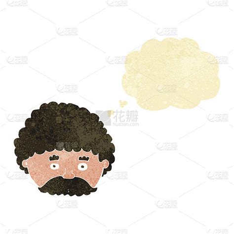 卡通人物带着胡子和思想泡泡