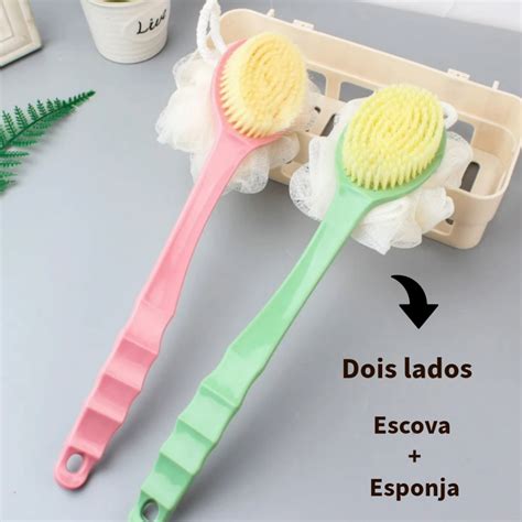 Kit 2 Escova Para Esfregar As Costas De Banho Com 2 Em 1 Para Esfregar