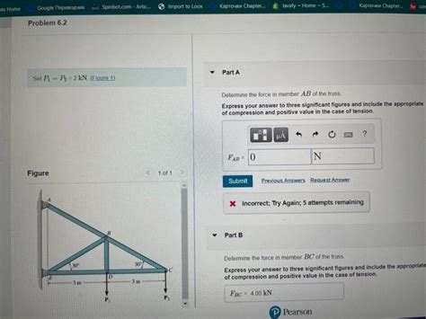 Solved P1 P2 2kN Figure 1 Determine The Force In Member Chegg