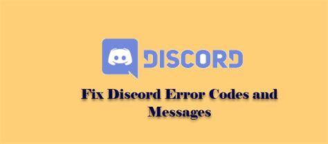 Fix Discord Error Codes And Messages