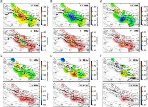 A To F Exhumation Rate History From The Linear Inversion Method From Download Scientific