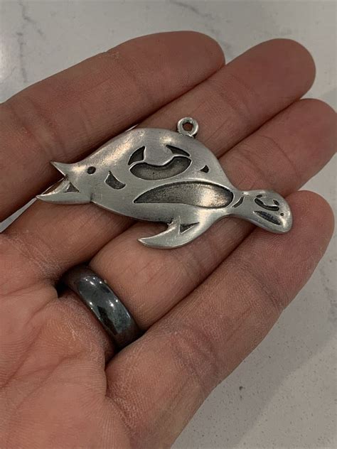 Pewter Turtle Pendant Signed Frederick Pewter Canada Etsy