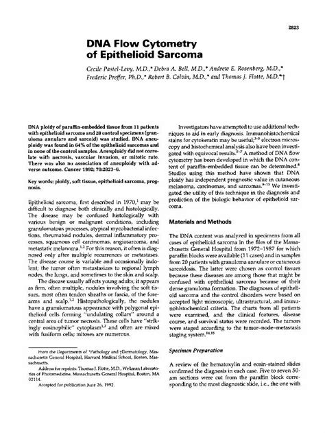 Pdf Dna Flow Cytometry Of Epithelioid Sarcoma Dokumentips