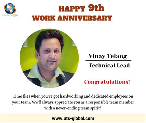 Uts Global Congratulations On Your 9th Work Anniversary