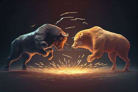 A Close Up Of The Bull And Bear Statues Stock Illustration