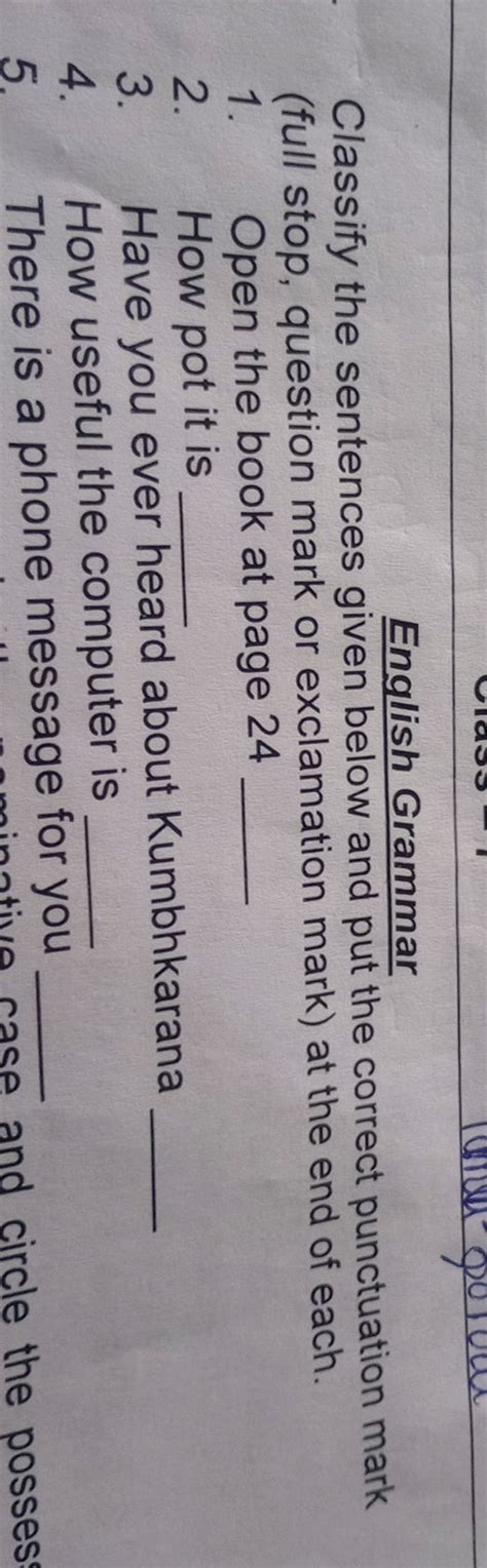 Classify The Sentences Given Below And Put Studyx