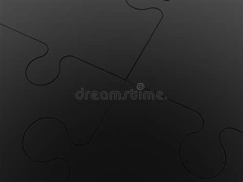 Intersection Of Puzzle Pieces In Black Close Up Stock Illustration