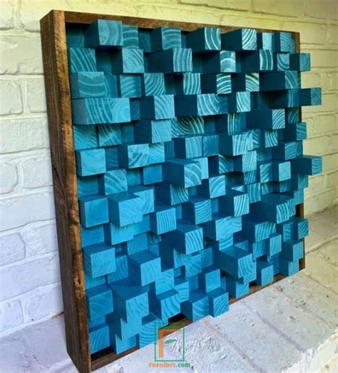 Jual Hiasan Dinding Minimalis Kayu Kotak Kotak Panjang Pendek