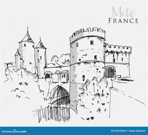 Metz France City Map In Retro Style In Golden Color Outline Map