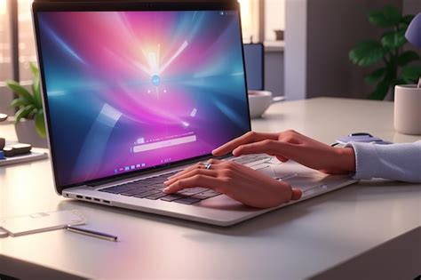 Premium Ai Image Mockup Image Of A Hand Touching On Laptop Computer Touchpad With Blank White