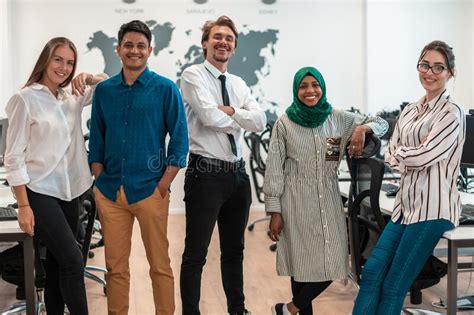 Portrait Of Young Excited Multiethnics Business Team Of Software