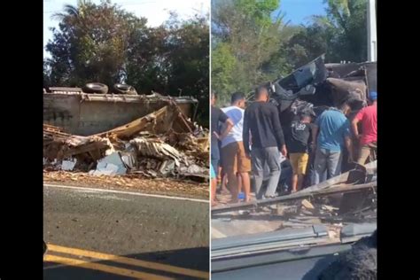 Vídeo caminhão carregado de cerâmica tomba e deixa três mortos na PI Pensar Piauí