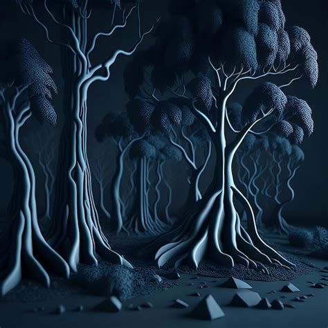 Premium Ai Image A 3d Rendering Of A Forest With A Tree Trunk