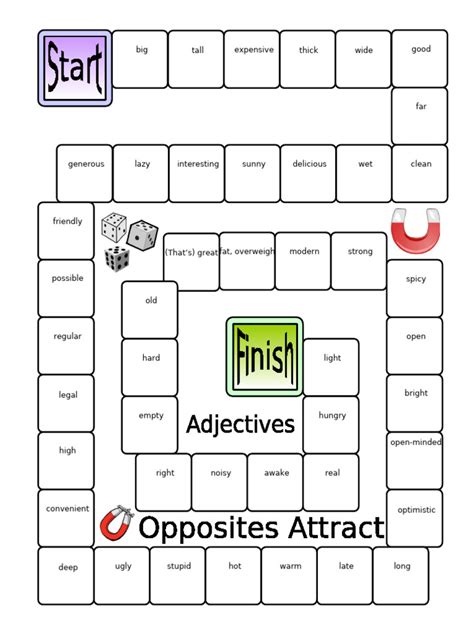 Board Game Opposites Attract Adjectives Pdf