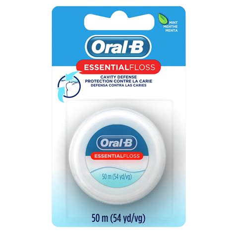 Oral B Essential Floss Mint Waxed Dental Floss Cavity Defense 50m