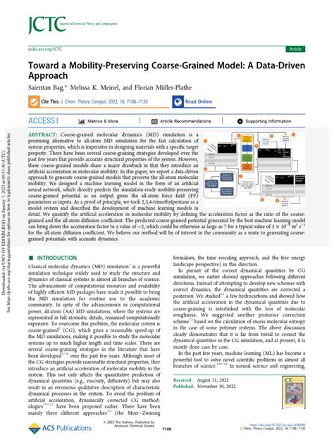 Bag Toward A Mobility Preserving Coarse Grained Model A Data Driven