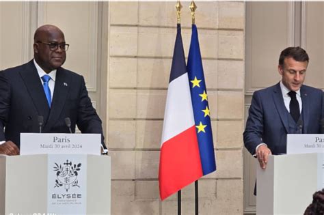 Félix Tshisekedi en France Emmanuel Macron exhorte le Rwanda à retirer ses forces de la RDC