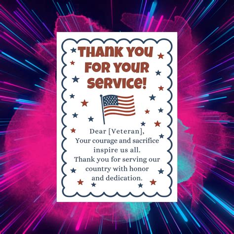 Patriotic Veterans Day Thank You Card Printable 5x7 Digital Download
