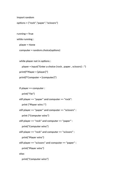 rock paper scissors program pdf
