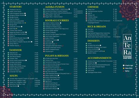 Menu Of Antera Kitchen And Bar Gachibowli Hyderabad Dineout