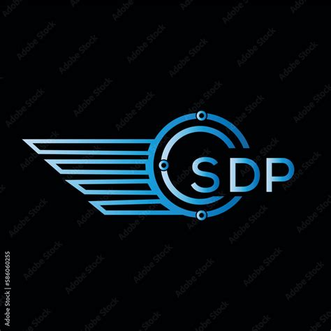 Sdp Letter Logo Sdp Blue Vector Image On Black Background Sdp