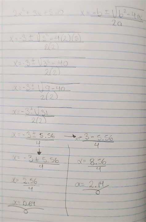 Y hacer la ecuación cuadrática 2x² 3x 5 0 Brainly lat