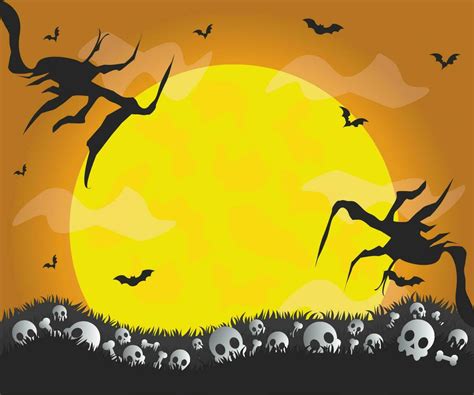 Halloween Skull And Bones With Full Moon Background 23786898 Vector Art