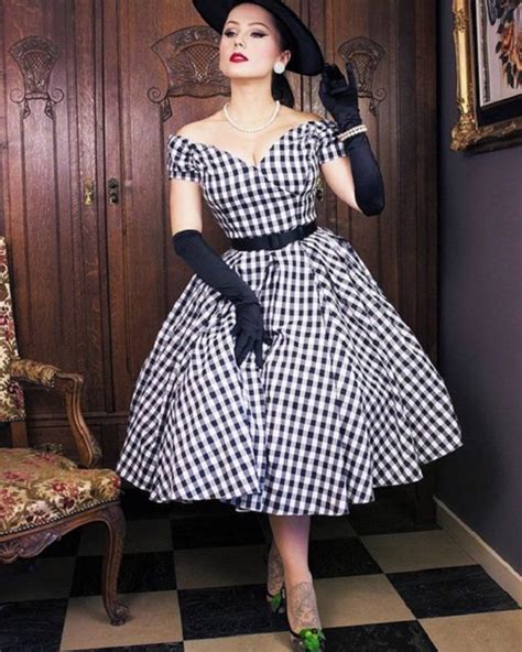 Vestido Vintage Retrô Anos 60 Xadrez Ombro A Ombro Bolinhas