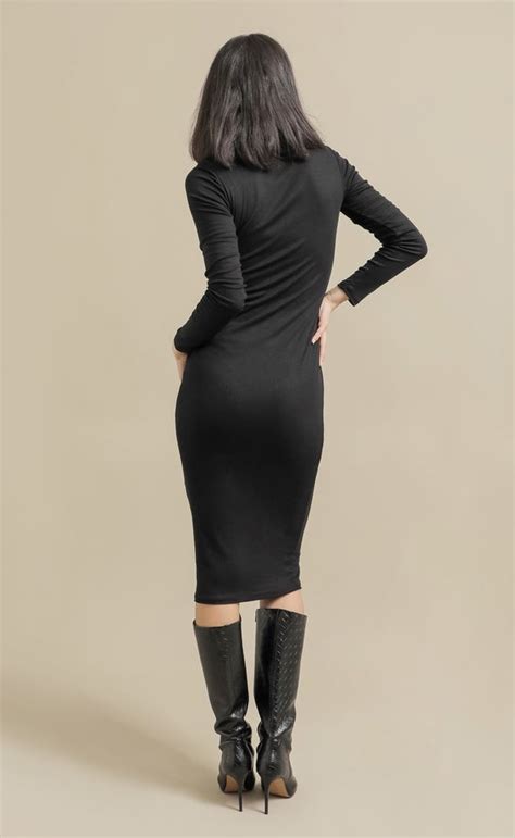 Jersey Plain Ls Midi Dress Pagani