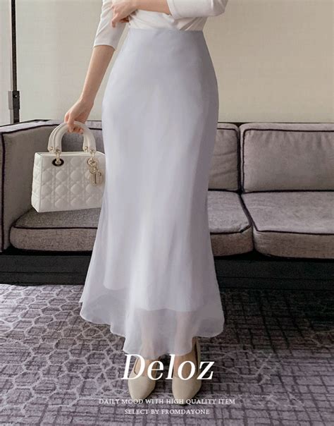 프롬데이원 델로즈 쉬폰 롱스커트세미머메이드플레어데이트룩하객룩
