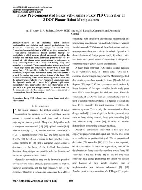 30 Fuzzy Pre Compensated Fuzzy Self Tuning Fuzzy Pid Controller Of 3 Dof Pdf Control
