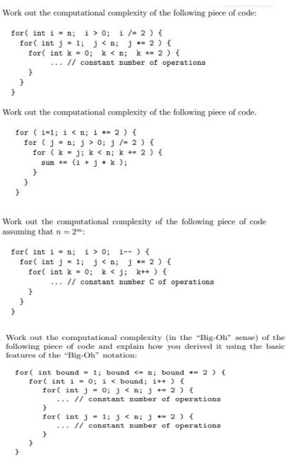 Solved Work Out The Computational Complexity Of The Chegg