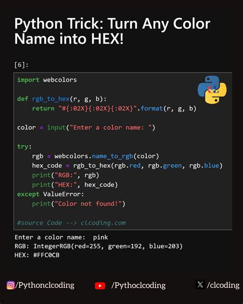 Python Trick Turn Any Color Name Into Hex Join Free