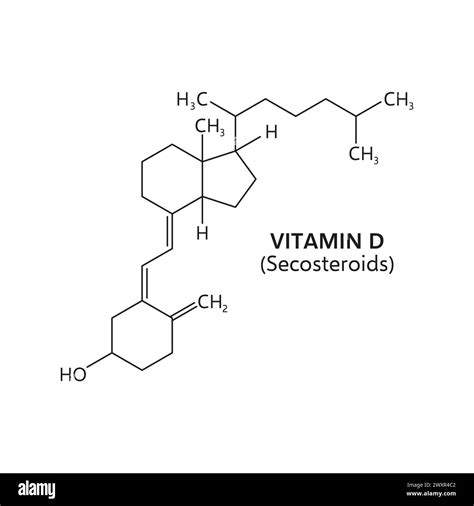 Vitamin D Formula Vector Line Chemical Structure Of Secosteroids Made By Skin Or Food