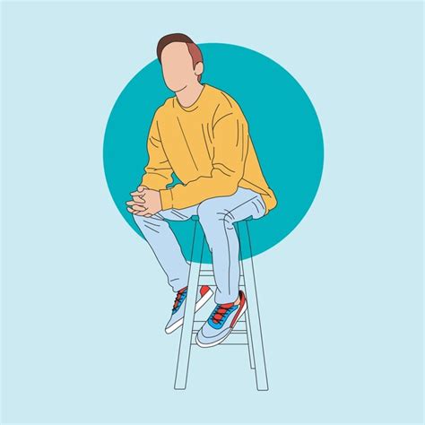 Ilustração Vetorial De Um Homem Sentado Em Uma Cadeira Vetor Premium