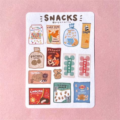 Sticker Sheets Asian Snacks Cute Stickers