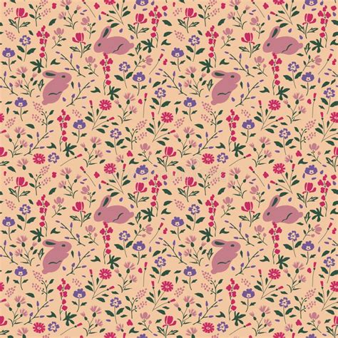 Seamless Rabbits And Flowers Stock Vector Illustration Of Ornament