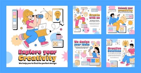 Premium Vector Hand Drawn Graphic Designer Instagram Posts